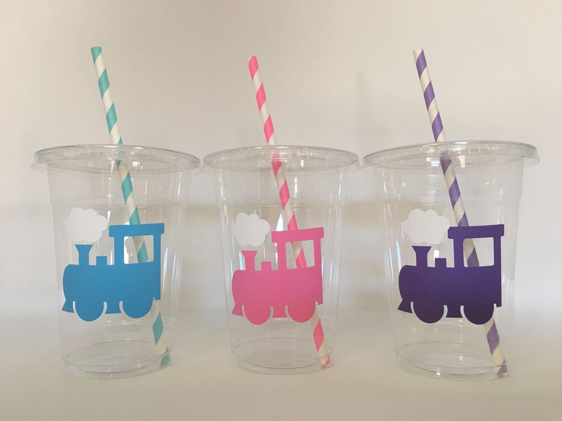 Girls Train Party Cups, Train Party Cups, Train Birthday Party Cups ...