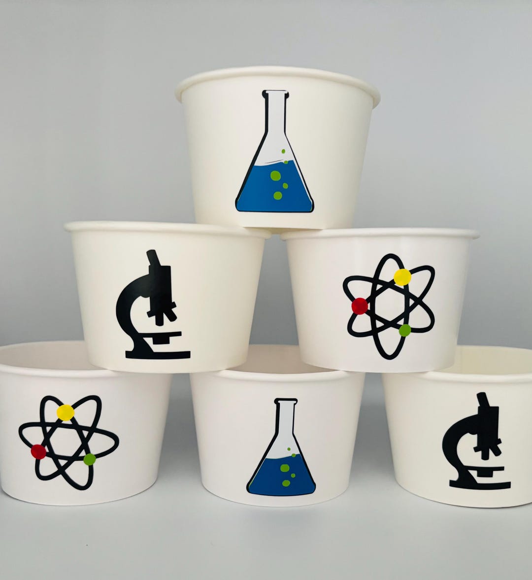 Science Party Snack Cups, Mad Scientist Party Cups, Science Birthday ...