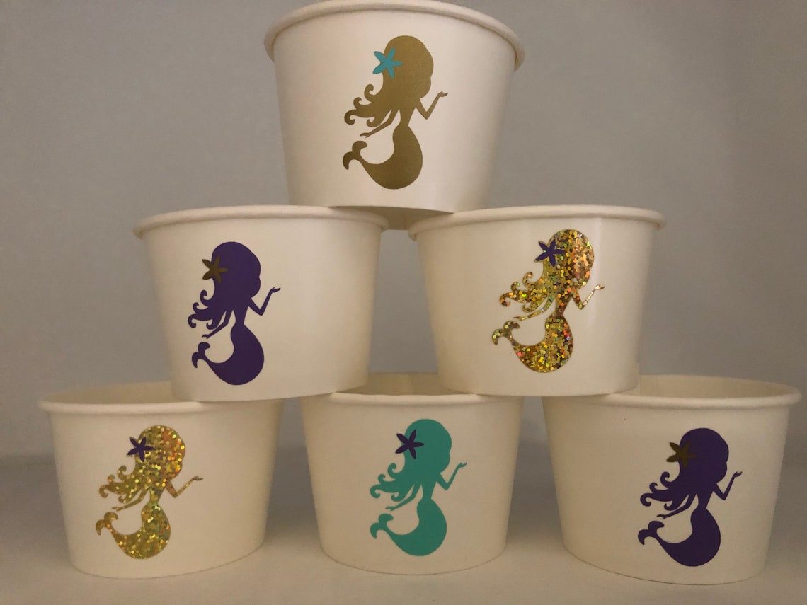 Mermaid Party Snack Cups, Mermaid Birthday Party Cups, Ocean Party Cups ...
