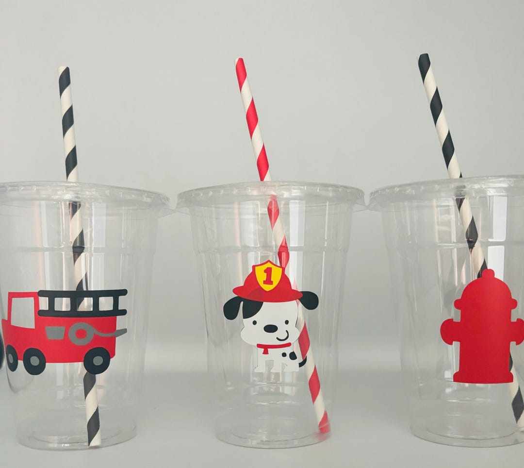 Fireman Party Cups, Fire Truck Party Cups, Fireman Birthday Party ...