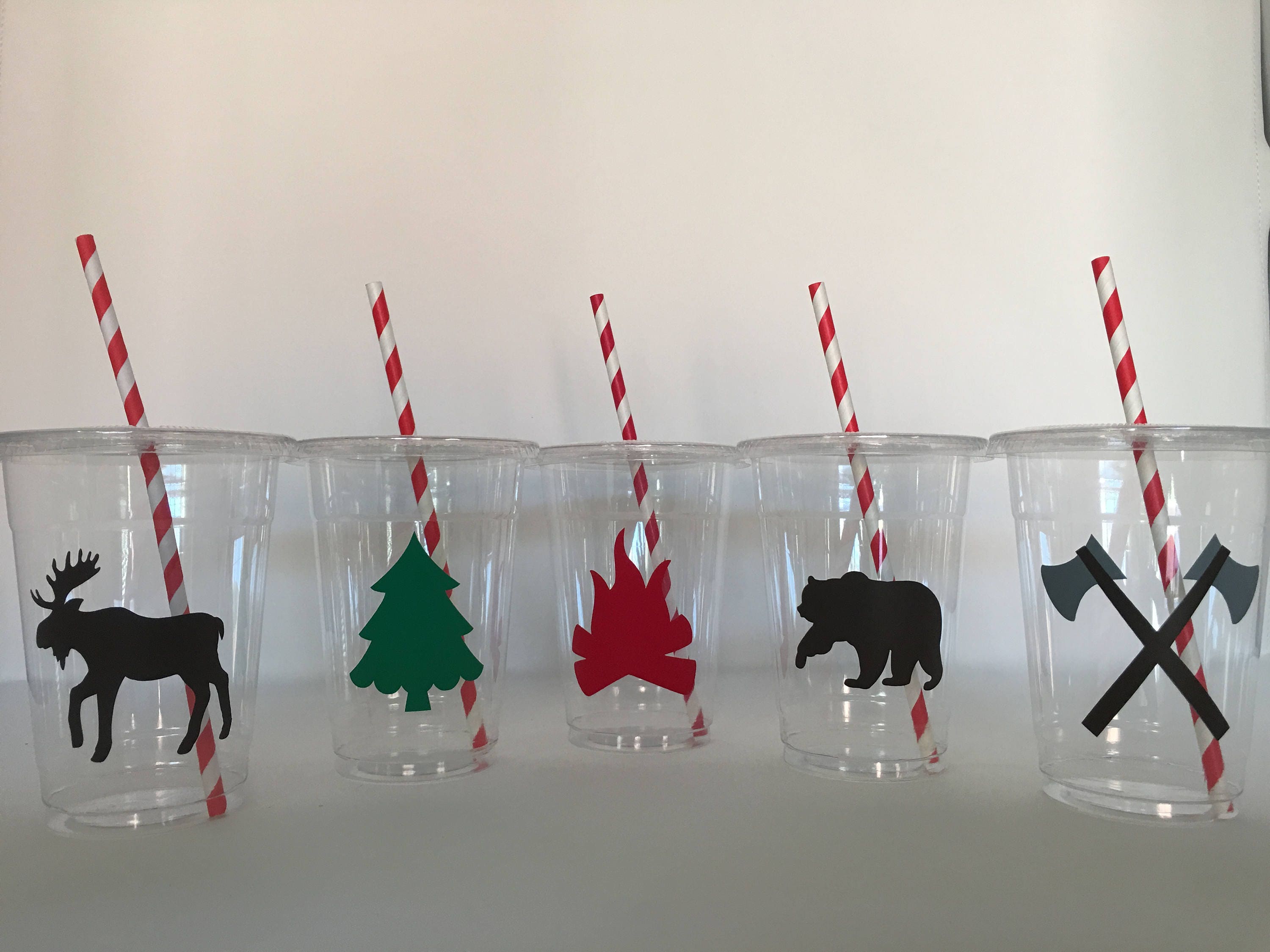 Lumberjack Birthday party cups Moose Party cups Lumberjack | Etsy