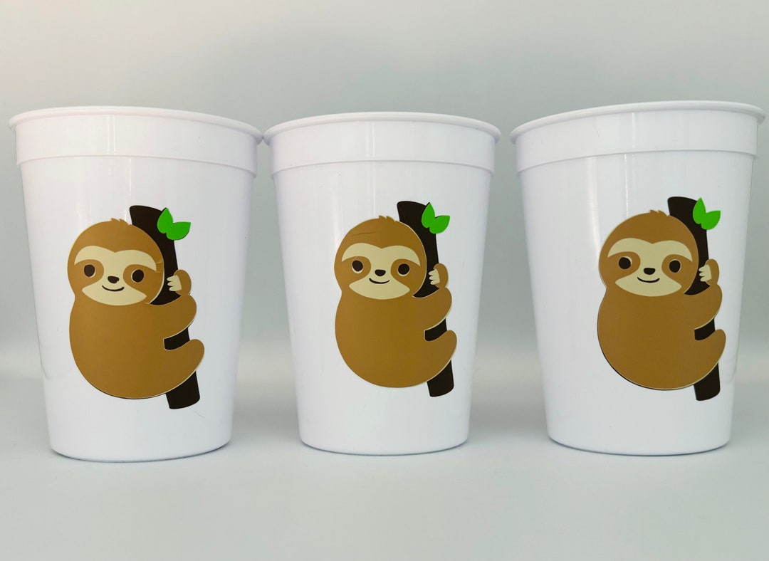 Sloth Party Cups, Sloth Birthday Party Cups, Sloth Baby Shower, Sloth ...