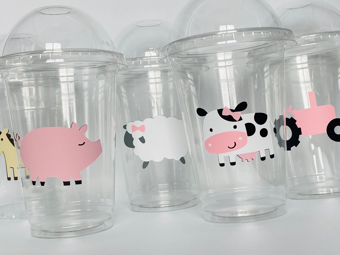 Girl Farm Party Cups Cow Party Cups Pink Farm Party Cups - Etsy