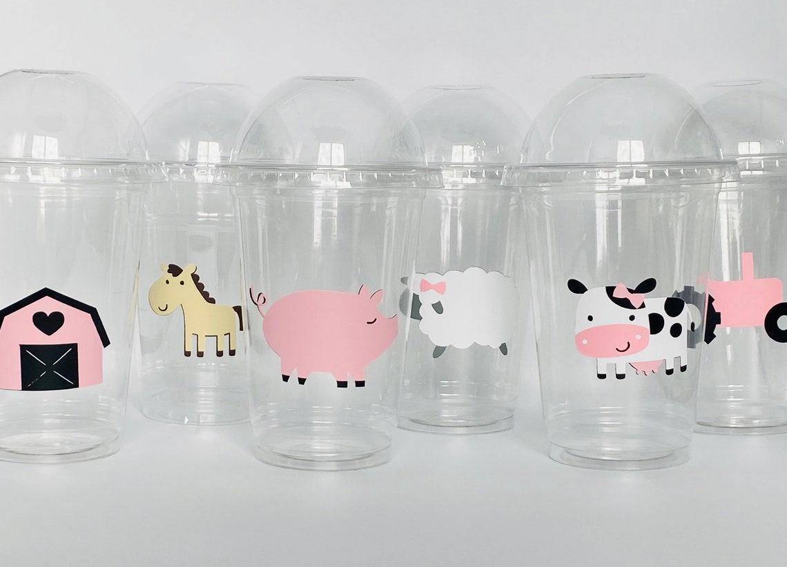 Girl Farm Party Cups Cow Party Cups Pink Farm Party Cups - Etsy