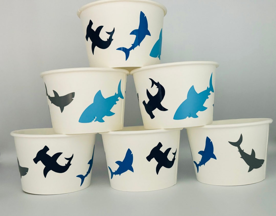 Shark Party Snack Cups, Shark Birthday Party Snack Cups, Shark Baby ...