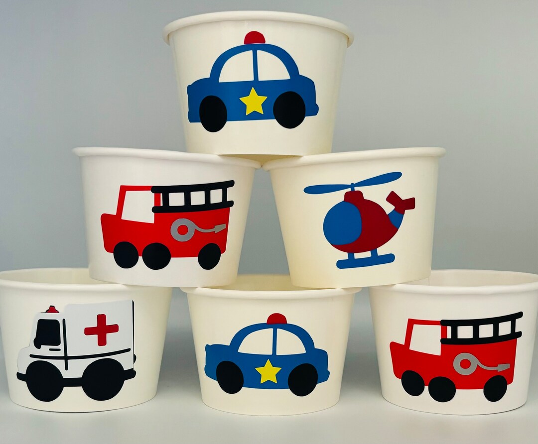 Emergency Party Cups, Emergency Vehicle Birthday Party, Cop Party Cups ...