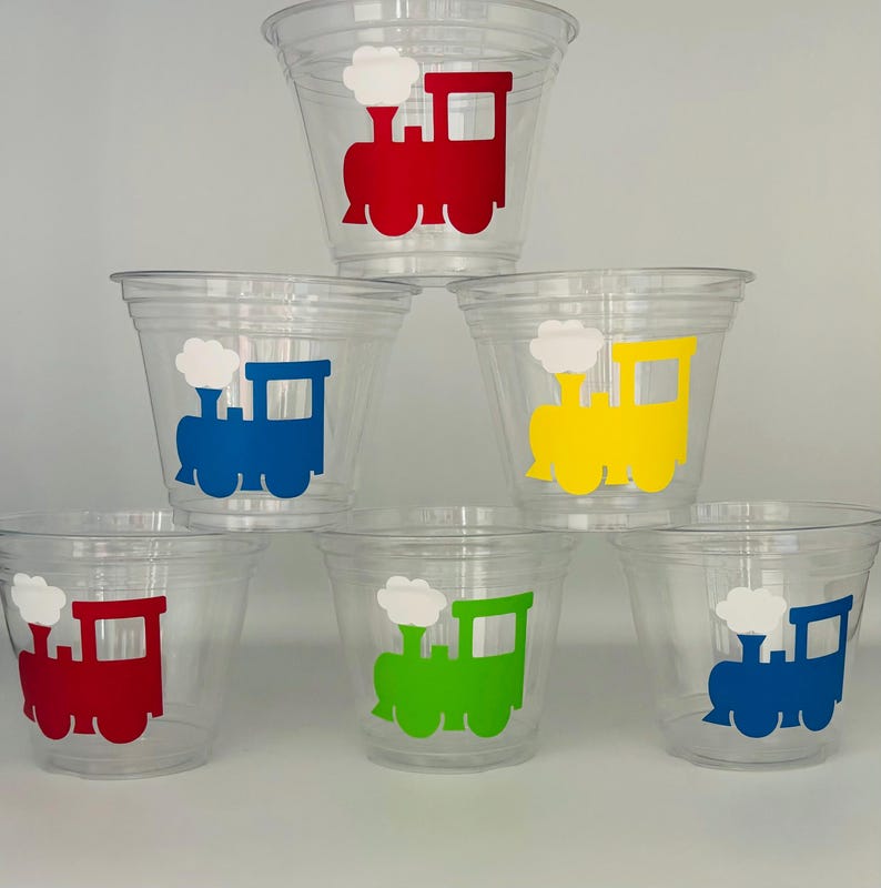 Train Party Cups, Train Birthday Party, Train Baby Shower Cups, Train ...
