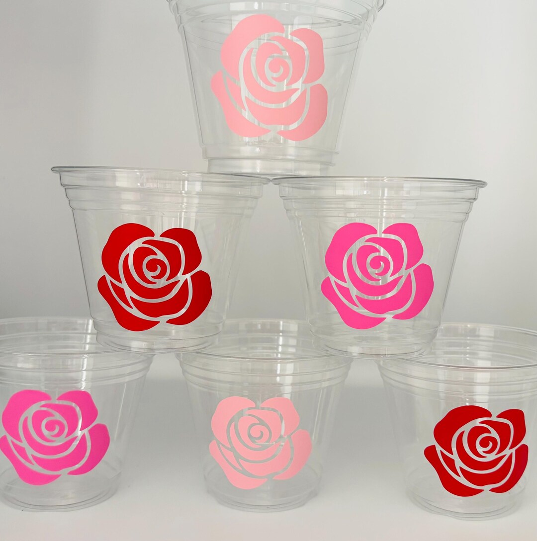 Rose Party Cups, Rose Birthday Party, Floral Bridal Shower, Floral ...