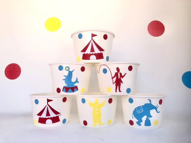 Circus Party Snack Cups, Carnival Party Snack Cups, Circus Birthday ...