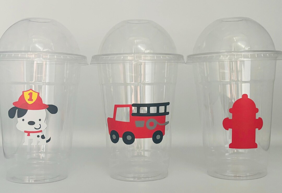 Fireman Party Cups, Fireman Birthday Party Cups, Firetruck Party Cups ...