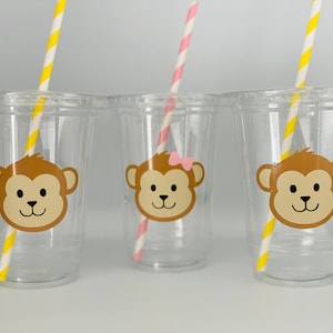 Monkey Party Cups, Monkey Birthday Party Cups, Monkey Baby Shower Cups ...