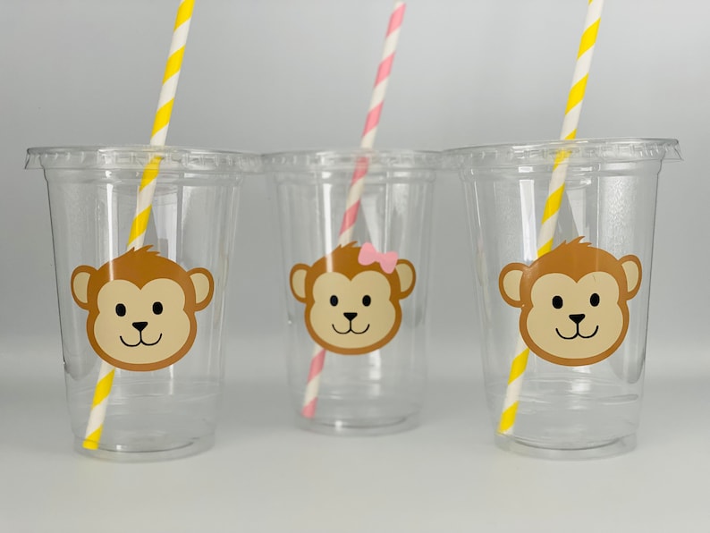 Monkey Party Cups, Monkey Birthday Party Cups, Monkey Baby Shower Cups ...