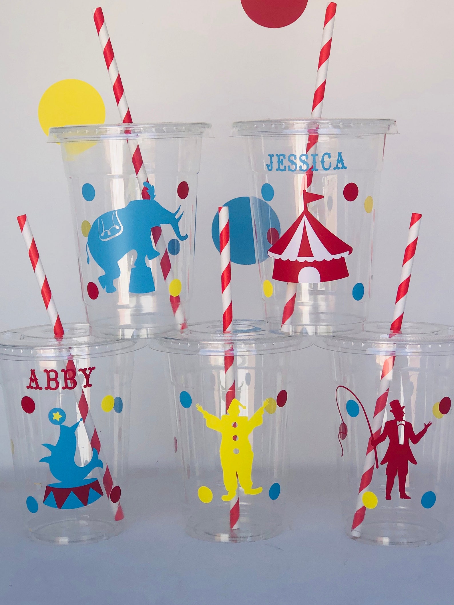Circus Party Cups, Carnival Party Cups, Circus Birthday Party Cups ...