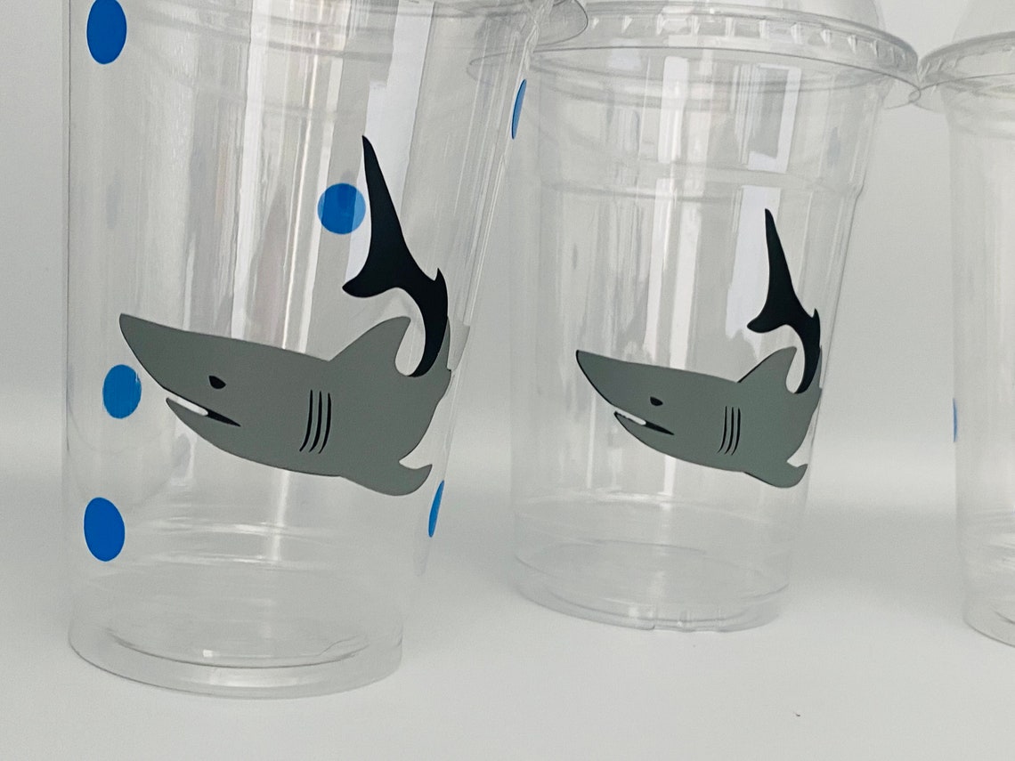 Shark Party Cups Shark Birthday Party Cups Shark and Mermaid - Etsy