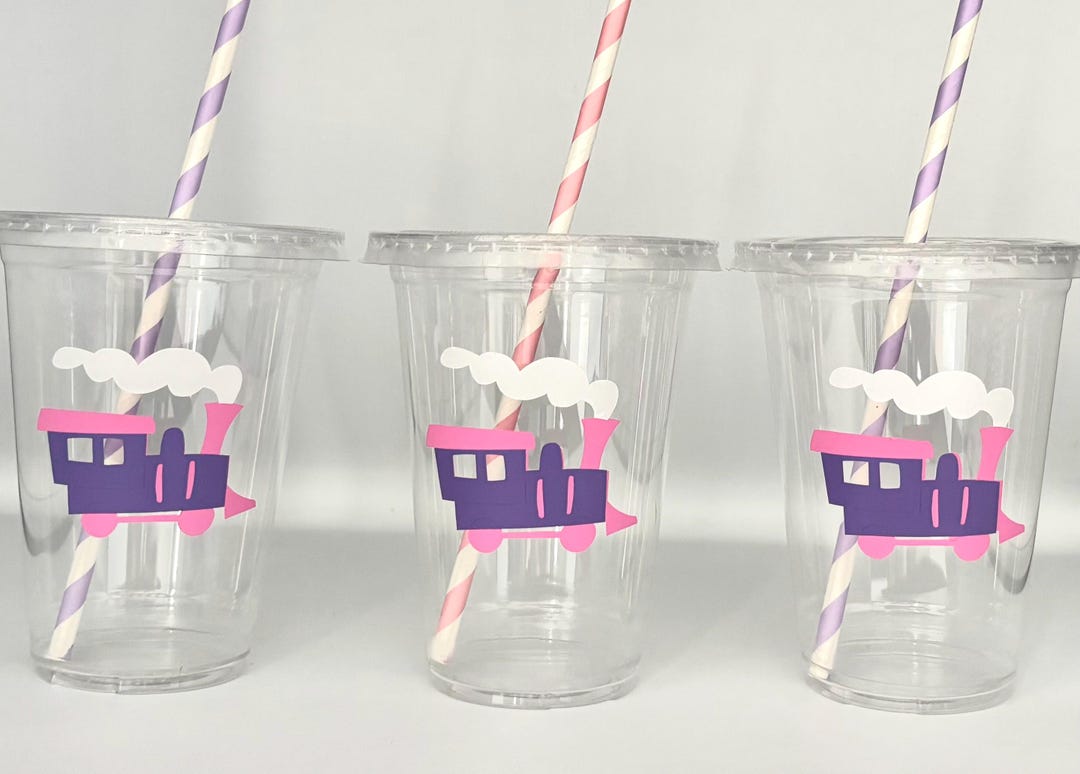 Girls Train Party Cups, Train Party Cups, Train Birthday Party Cups ...