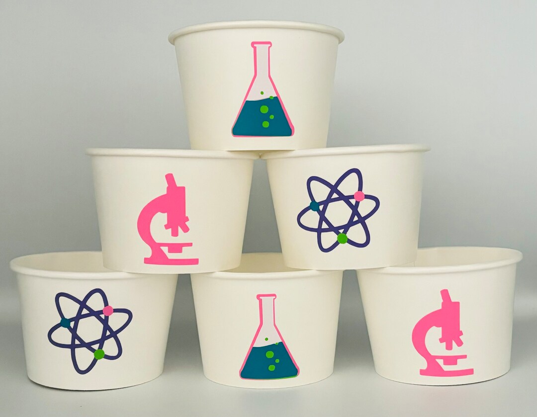 Girl Science Party Snack Cups, Pink Mad Scientist Party Cups, Science ...