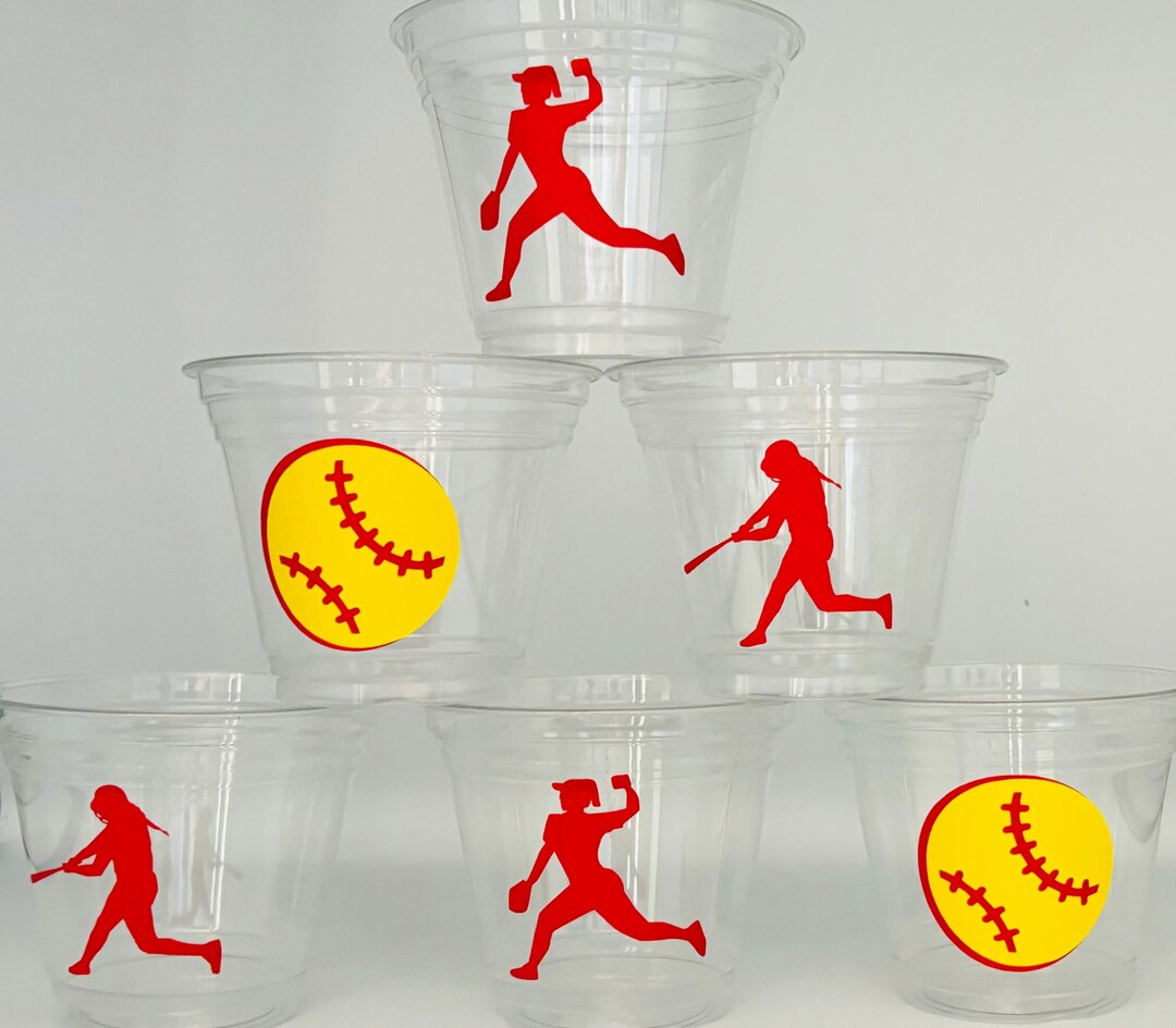 Softball Party Snack Cups, Softball Birthday Party, Softball Party ...