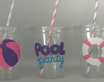 POOL PARTY CUPS Pool Cups Pool Birthday Cups Pool Party Favors Pool ...