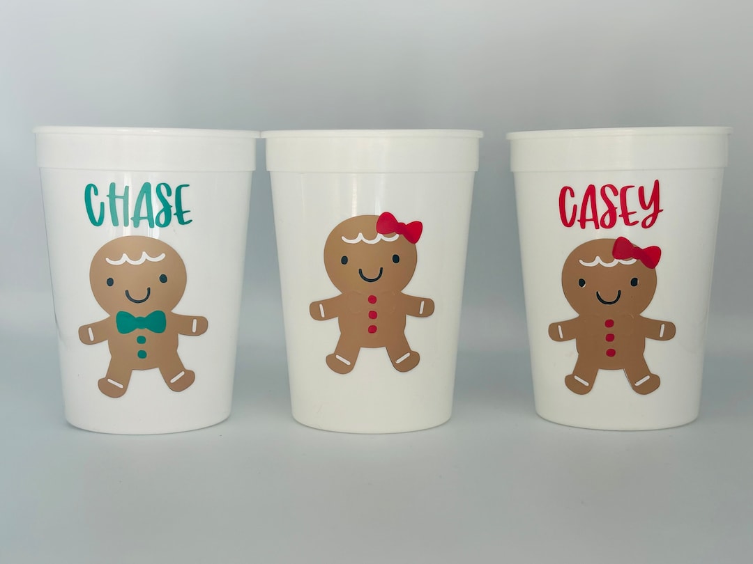 Gingerbread Party Cups, Santa Party Cups, Christmas Birthday Party Cups ...
