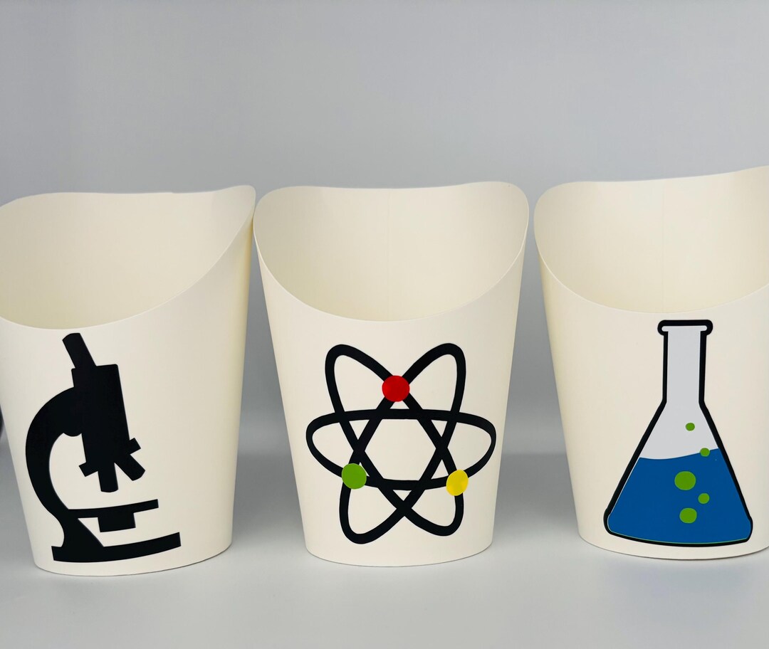 Science Party Snack Cups, Mad Scientist Party Cups, Science Birthday ...