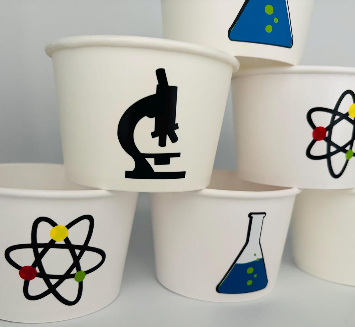 Science Party Snack Cups, Mad Scientist Party Cups, Science Birthday ...