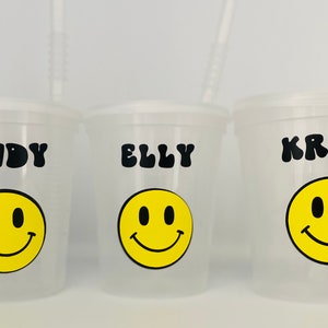 Smiley Party Cups, Smiley Birthday Party Favors, Reusable Cups, Custom ...