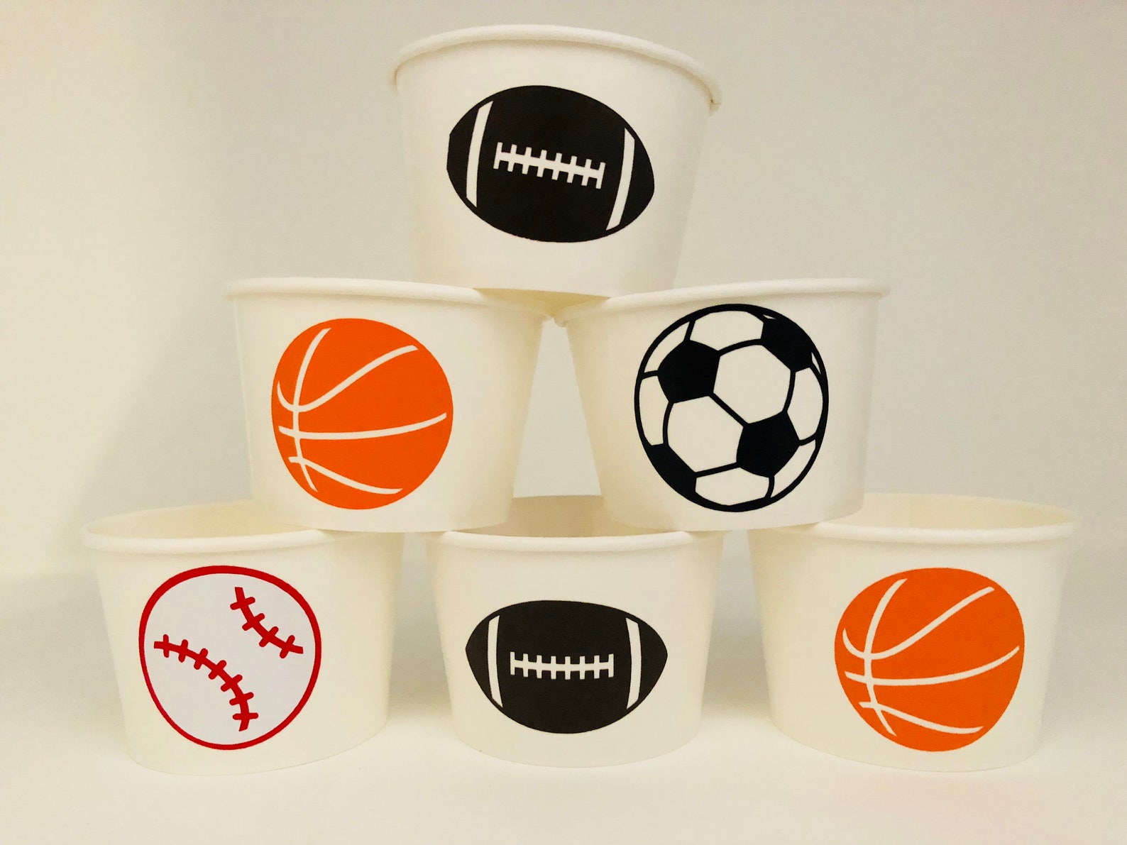 Sports Party Snack Cups Football Party Sports Party | Etsy