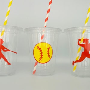 Softball Party Cups, Softball Birthday Party Cups, Softball Party ...