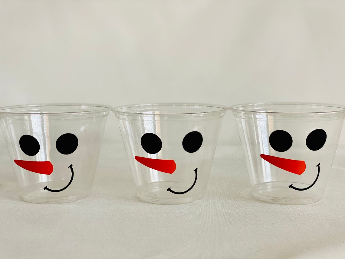 Snowman Party Cups Snowman Birthday Party Cups Winter Party - Etsy