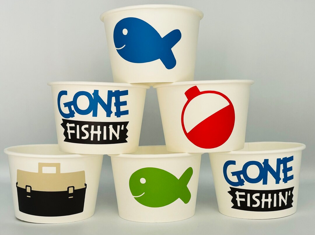 Fishing Party Snack Cups, Fishing Birthday Party Snack Cups, Fishing ...