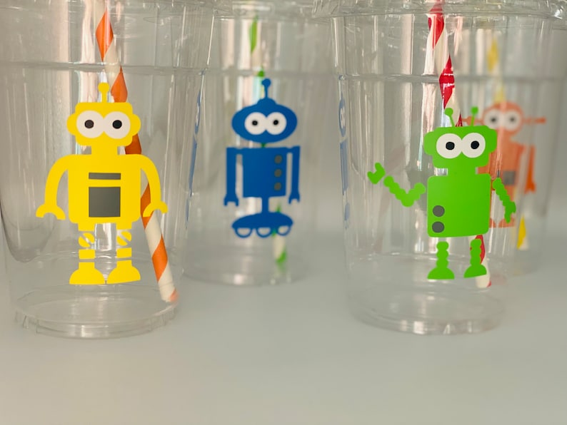 Robot Party Cups, Robot Birthday Party Cups, Robot Baby Shower Cups ...