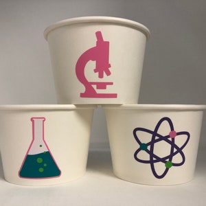 Girl Science Party Snack Cups Pink Mad Scientist Party Cups - Etsy