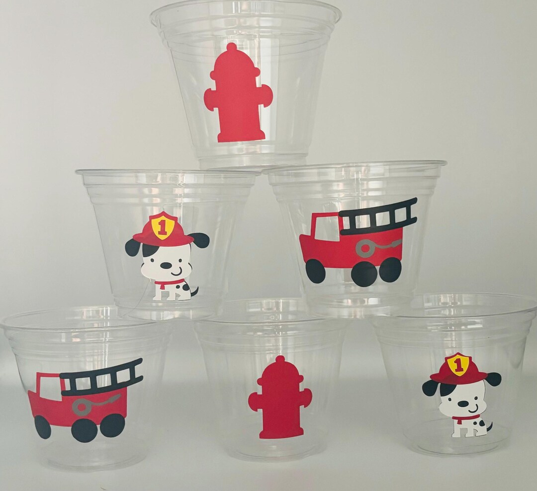 Fireman Party Cups, Firetruck Party Cups, Fireman Birthday Party ...