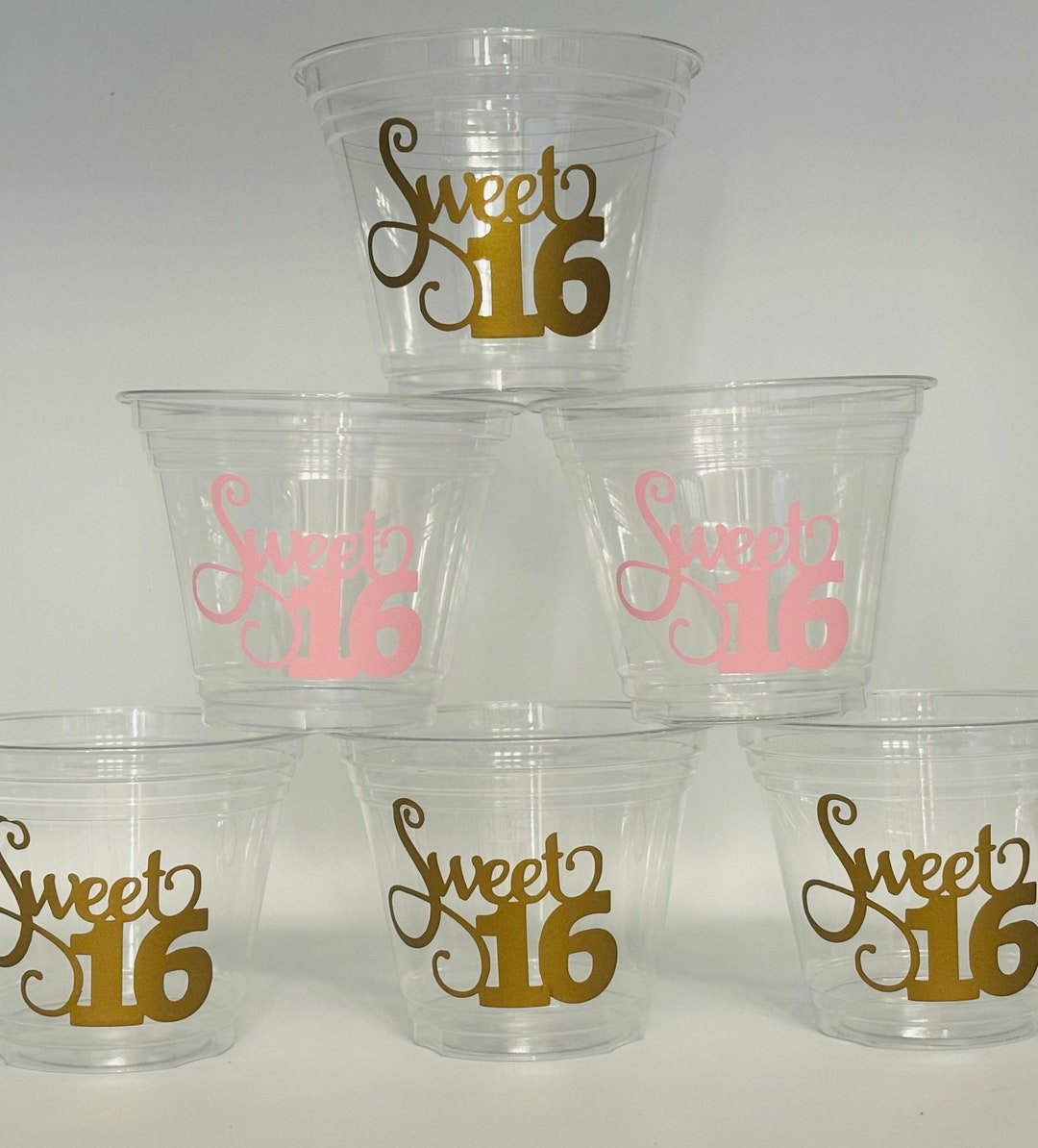 Sweet 16 Party Cups, Sweet 16 Party Supplies, Gold Sweet 16 Party, Teen ...