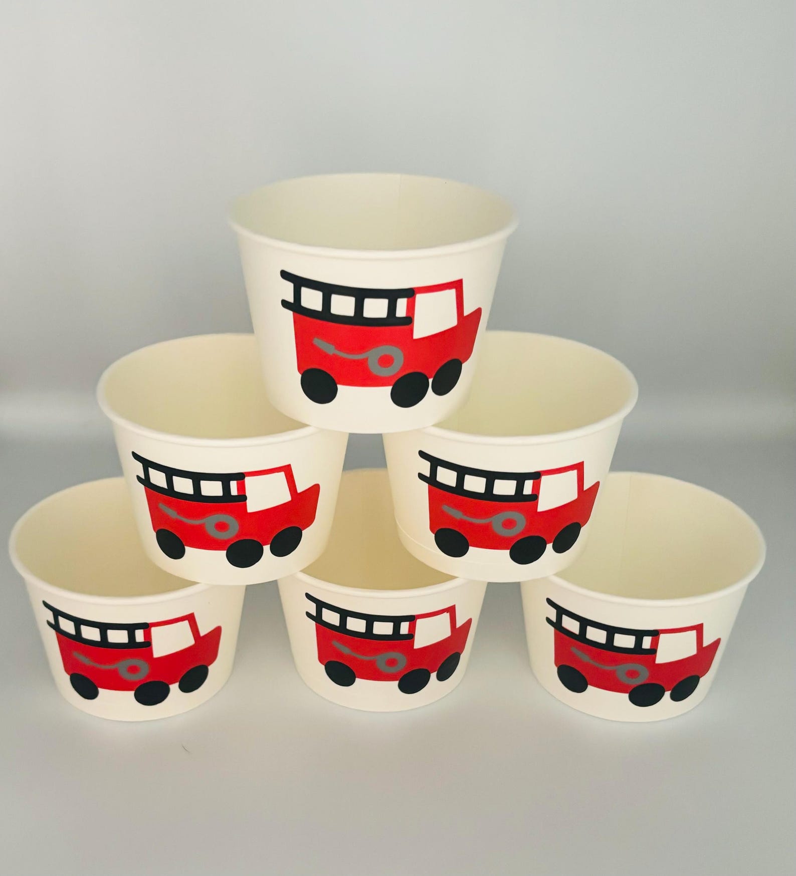 Fireman Party Snack Cups, Firetruck Party Cups, Fireman Birthday Party ...