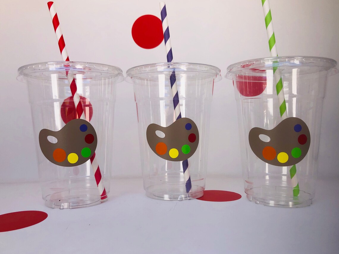 Painting Party Cups Artist Party Cups Rainbow Party Cups - Etsy