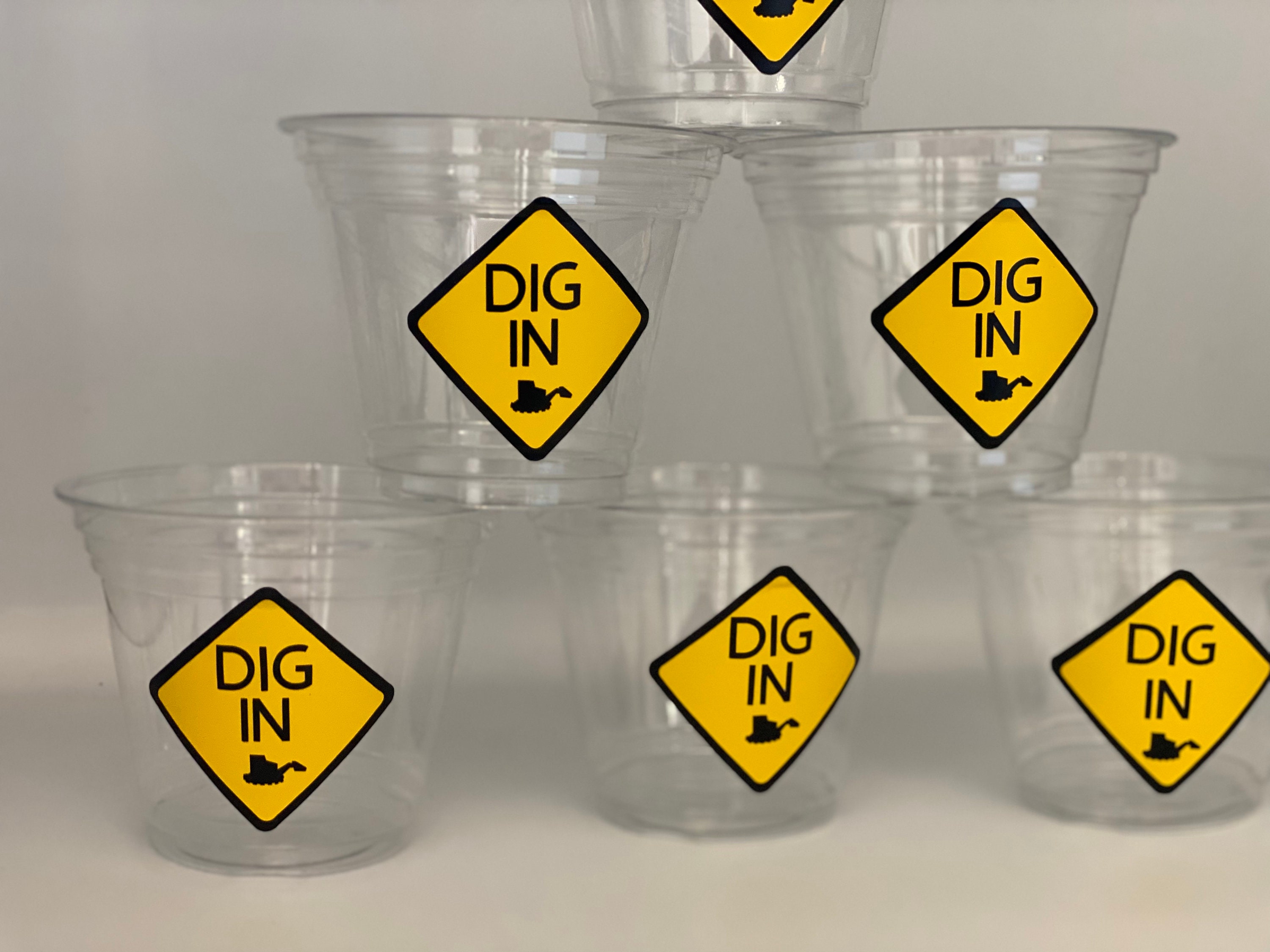 Construction Party Cups Construction Birthday Party Dig in - Etsy