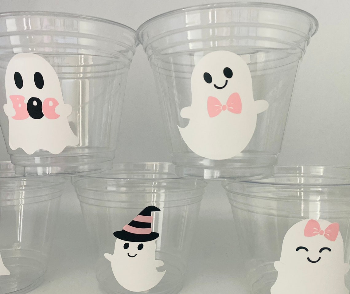 Pink Ghost Party Cups, Halloween Party Snack Cups, Spooky, Scary, Ghost ...