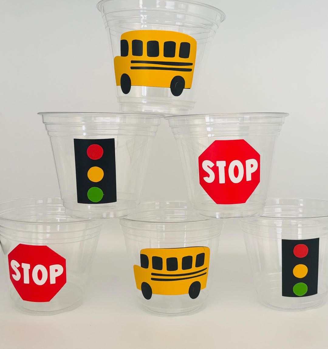 Bus Party Snack Cups, Bus Birthday Party Snack Cups, School Party Snack ...