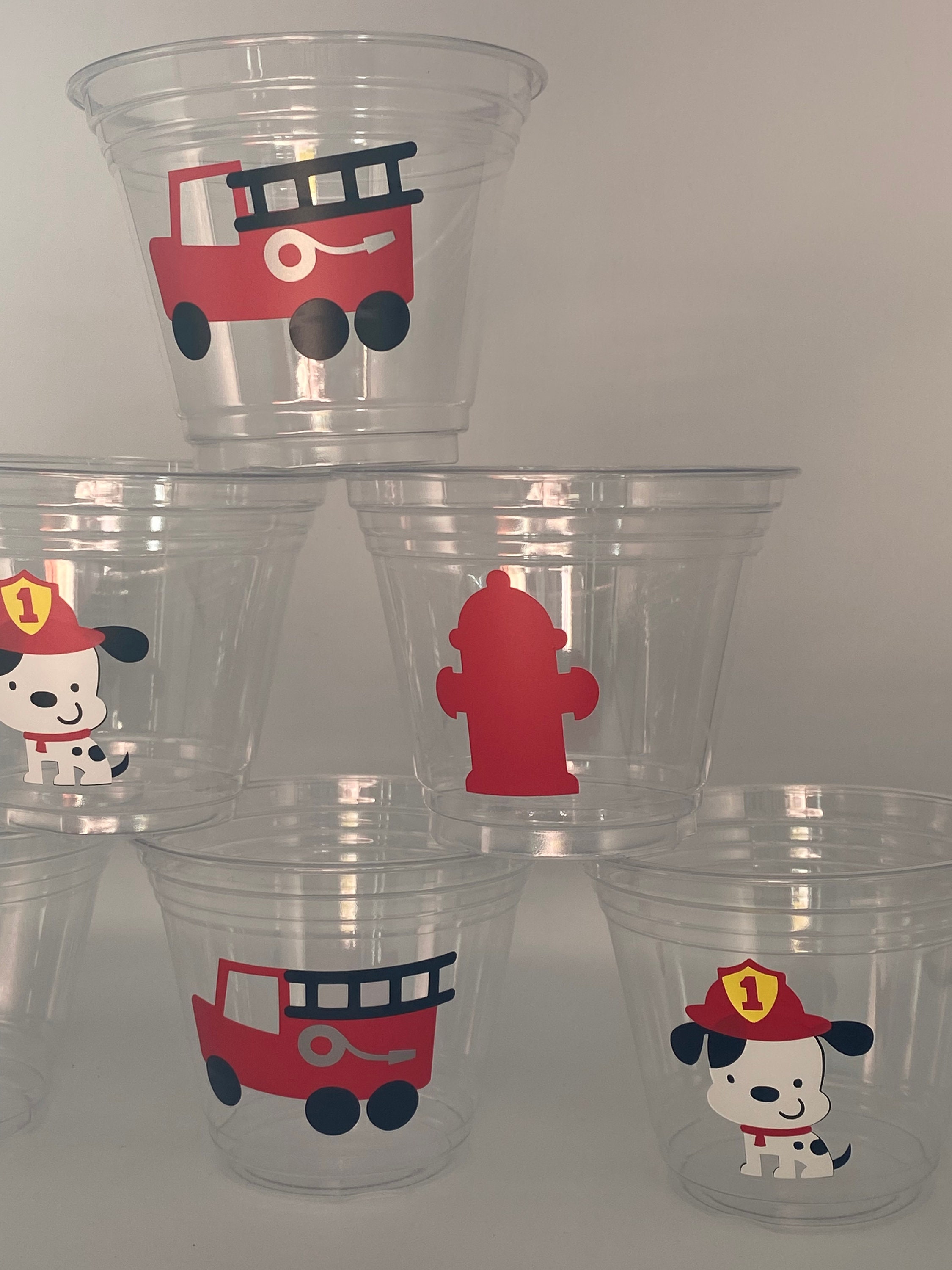 Fireman Party Cups Firetruck Party Cups Fireman Birthday - Etsy