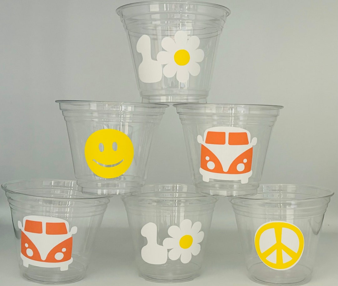 Groovy Party Cups, Peace Out Single Digits, Turning 10, Smilie, Hippie ...