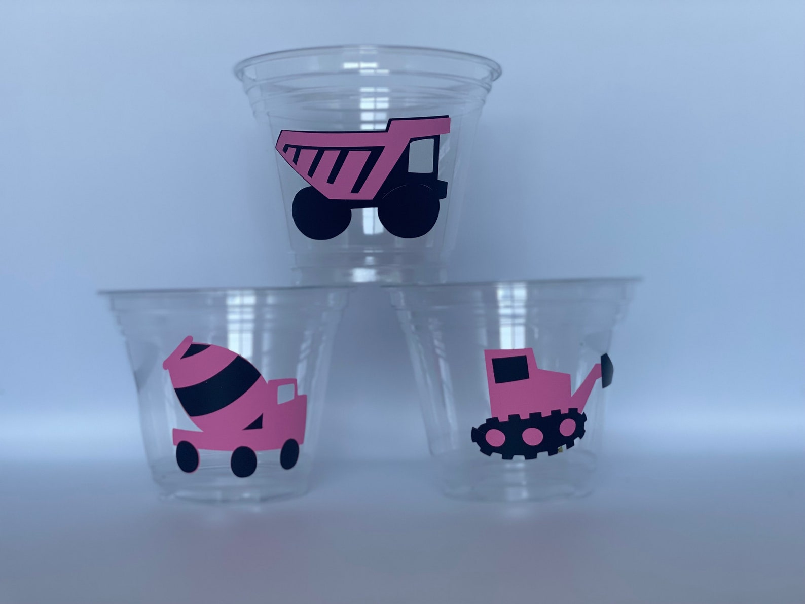 Pink Construction Party Cups Construction Birthday Party - Etsy