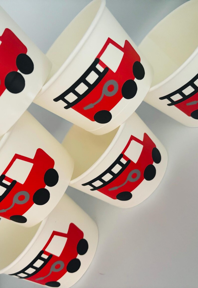 Fireman Party Snack Cups, Firetruck Party Cups, Fireman Birthday Party ...
