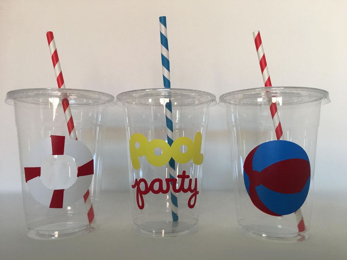 Pool Party Cups Swimming Party Cups Summer Party Cups Pool | Etsy