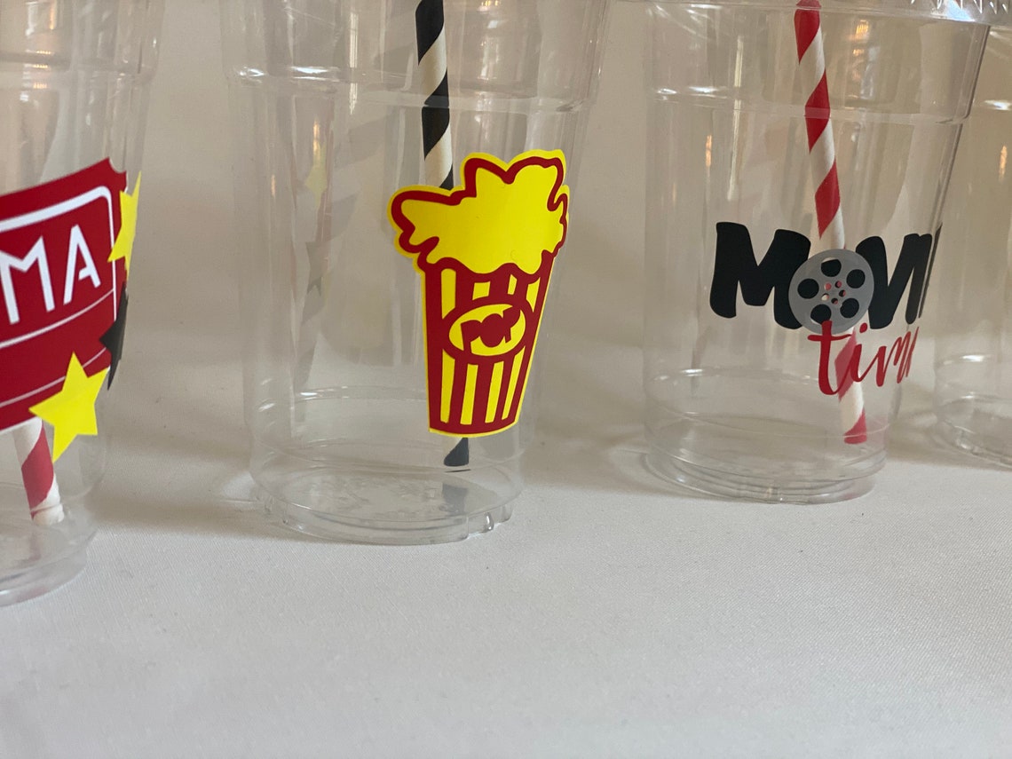 Popcorn Party Cups Movie Party Cups Popcorn Birthday Party - Etsy