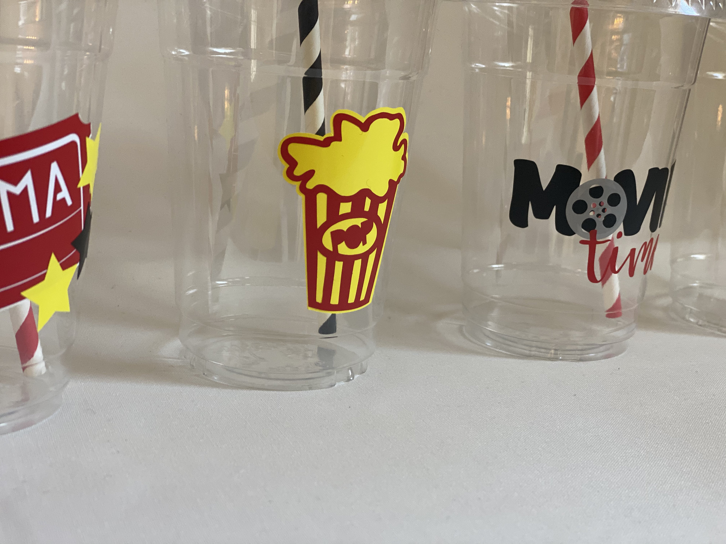 Popcorn Party Cups Movie Party Cups Popcorn Birthday Party - Etsy