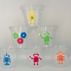 Robot Party Cups, Robot Birthday Party Cups, Robot Party Favors, Robot ...