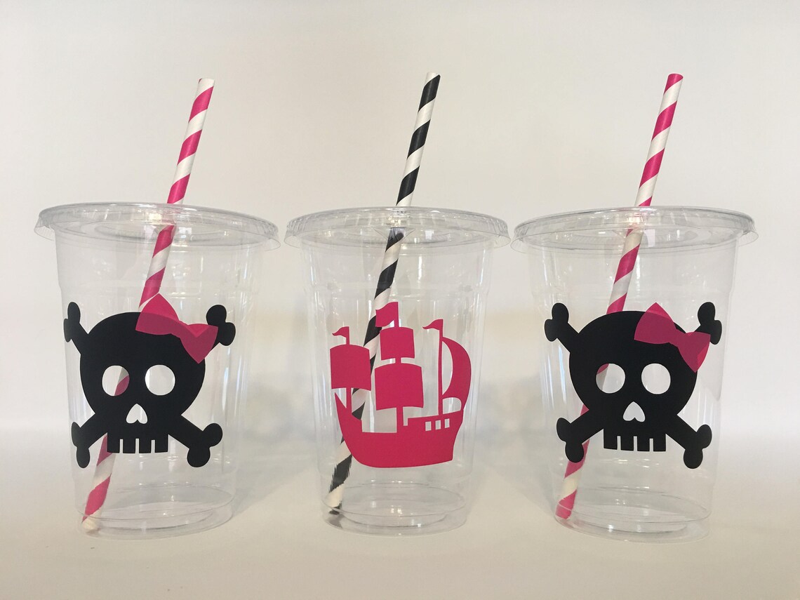 Girl Pirate Party Cups Pirate Party Cups Pirate Birthday - Etsy
