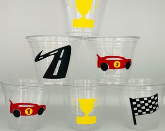 RACING PARTY CUPS Race Car Cups Racing Birthday Cups Racing Birthday ...