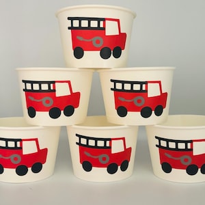 Fireman Party Snack Cups, Firetruck Party Cups, Fireman Birthday Party ...